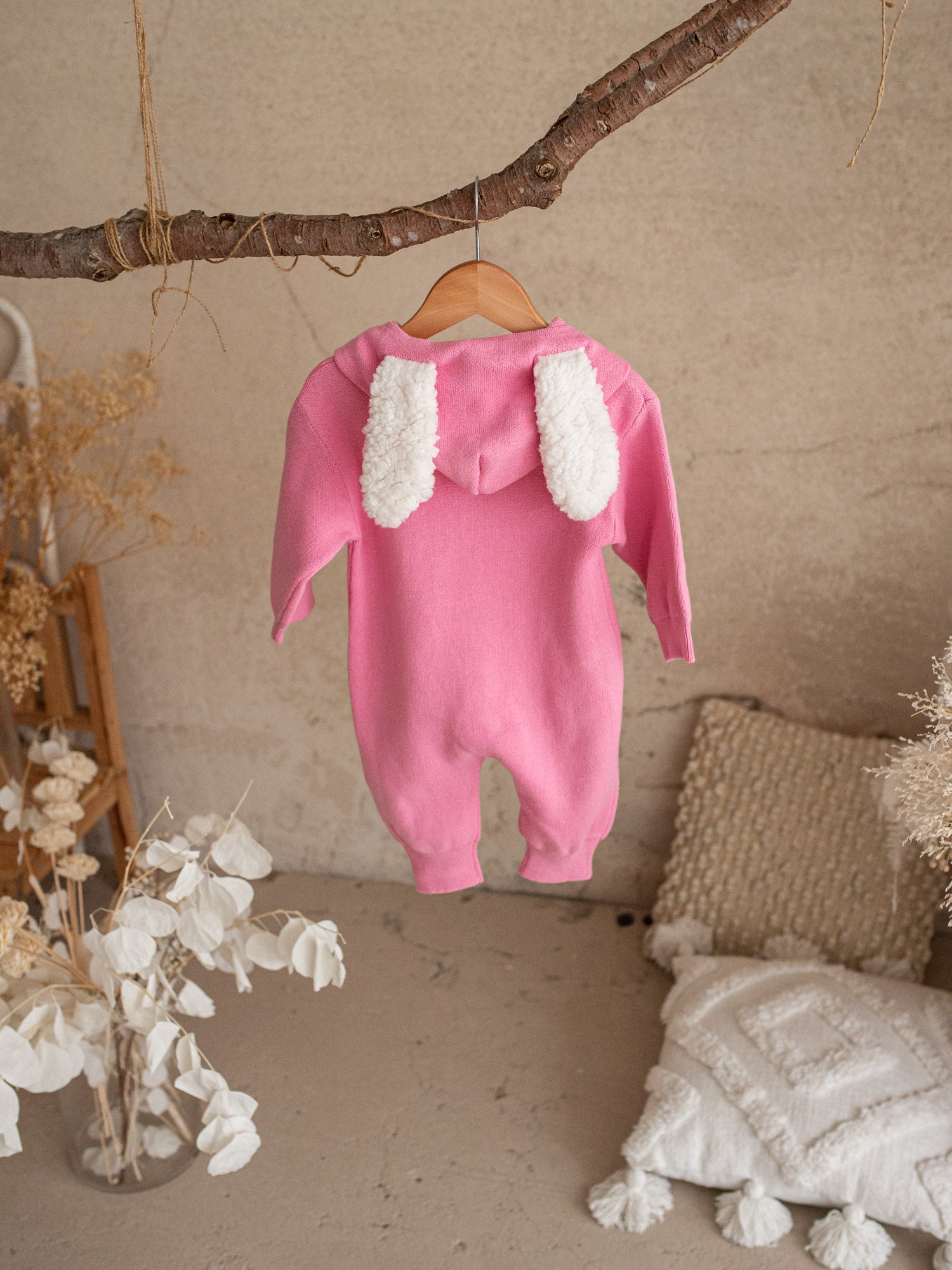 Baby Cotton Jumpsuit - Little Bunny Zip One Piece Onesie - Bubblegum ...
